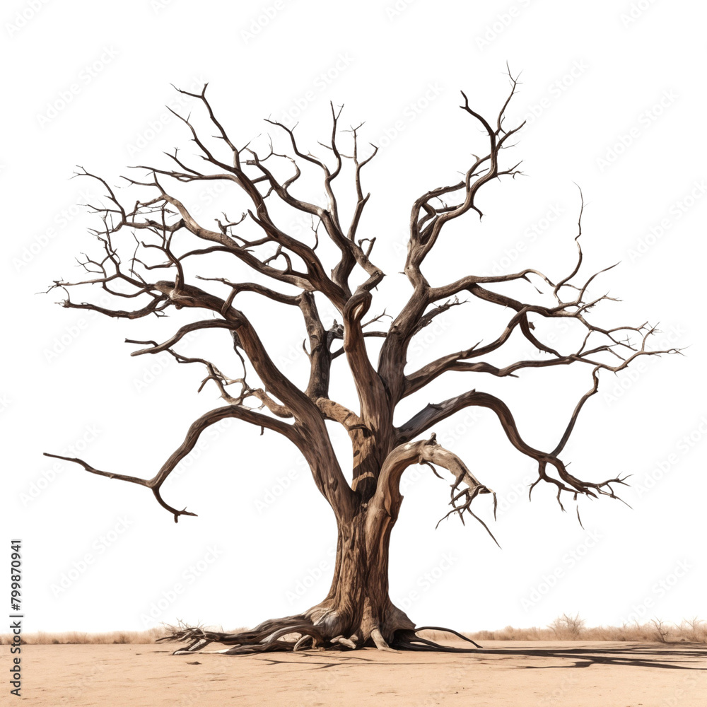 Dead tree with knotty branches isolated on transparent background ...