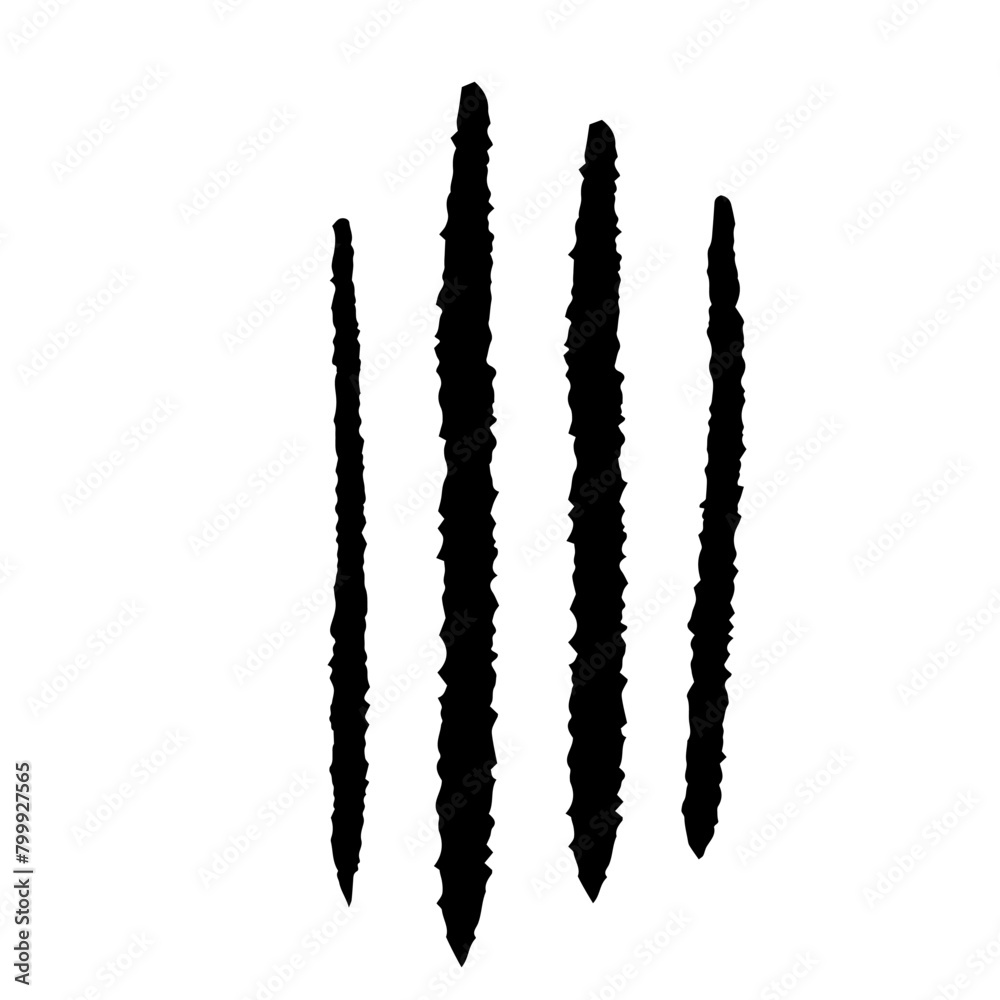 Clows scratches silhouette marks, cat or wild animal scrape track ...