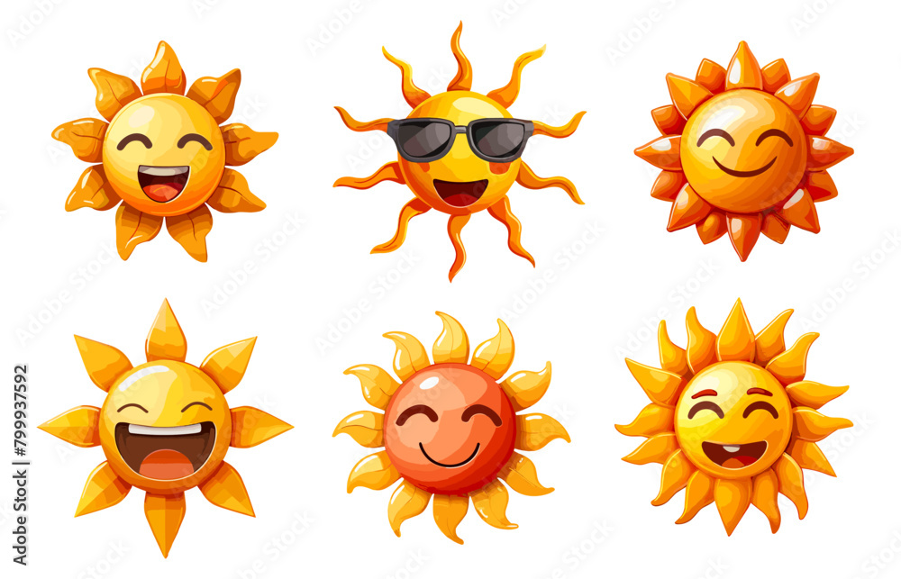 Cartoon sun emoji. Sunny 3d fun emoticon, smiling lol happy mascot ...