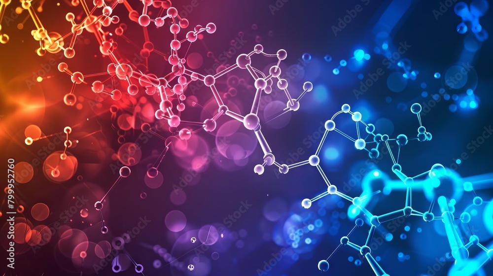 Vibrant abstract chemistry background with molecular structures and ...