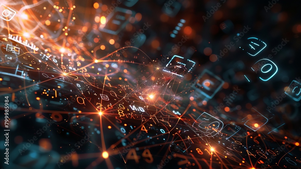 Vibrant digital seamless mathematical formulas: abstract futuristic ...