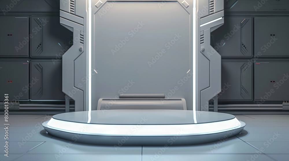 Futuristic mech style white podium for technology product display and ...