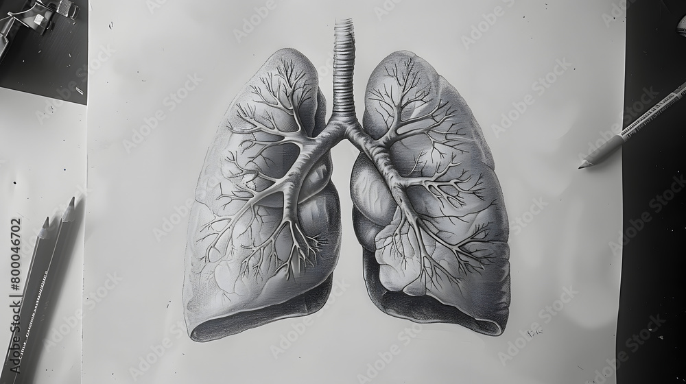 Drawing of a human lung made in pencil Stock Illustration | Adobe Stock