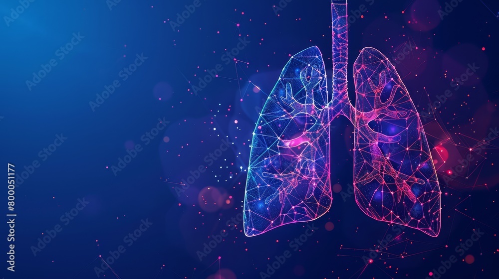 Human lungs depicted through a low poly technology, featuring a ...