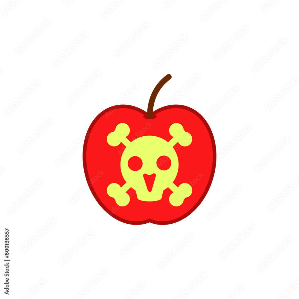 Apple with a skull and bones inside. Poison apple and fruit. The sign ...