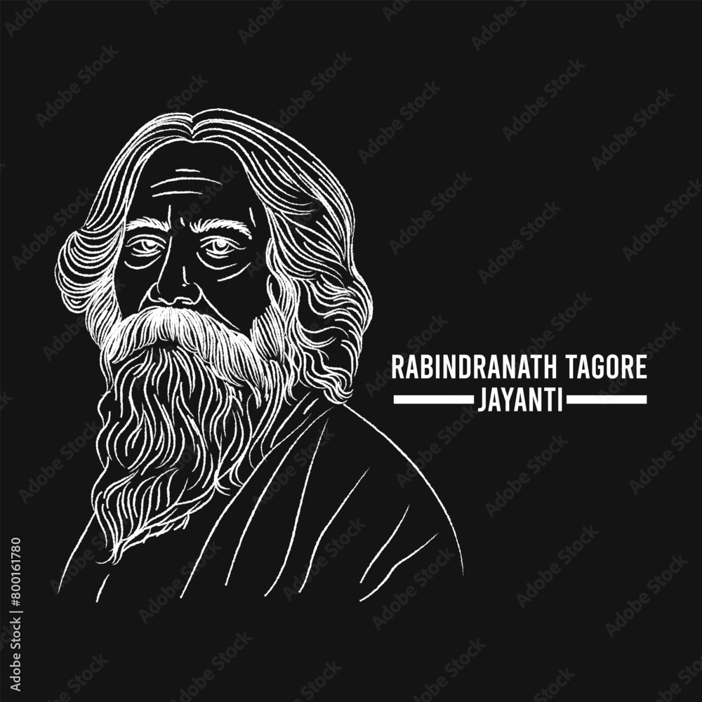 Rabindranath Tagore Jayanti, Illustration of Rabindranath Tagore ...