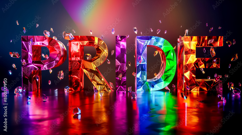 Diamond Crystal Glow Rainbow Pride Sign. Cyber 3D Text Effect ...