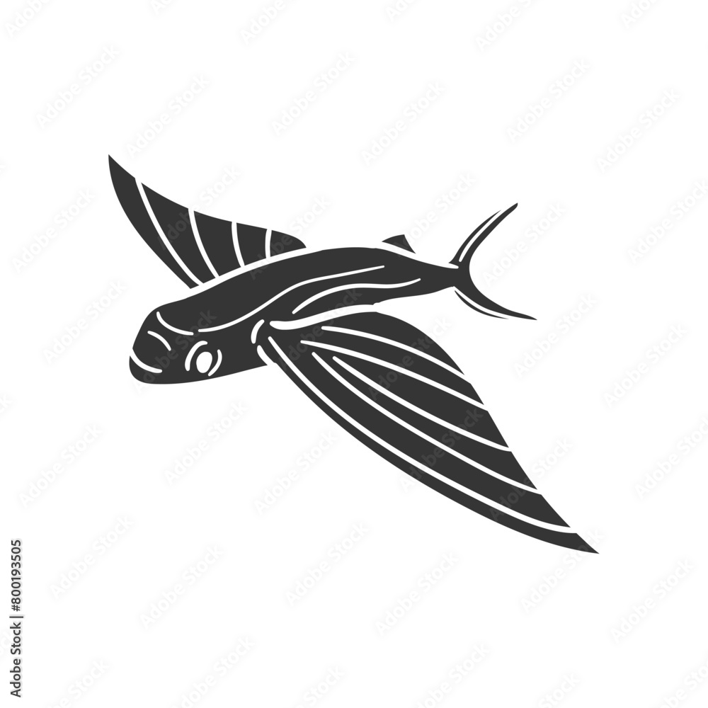 Flying Fish Icon Silhouette Illustration. Sea Animals Vector Graphic ...