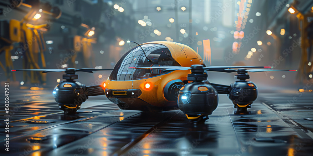 Future automated delivery drone. Technology design concept. Future tech. Drone delivery service ...