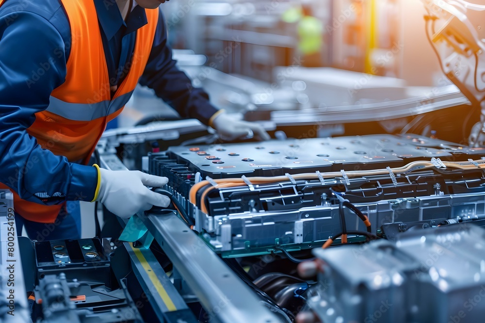 Chinese engineer developing EV battery module in electric vehicle plant ...