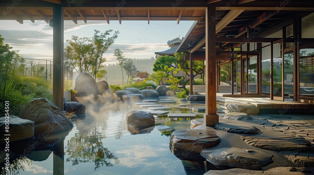 A luxury spa retreat with natural hot springs and a zen garden 32k ...