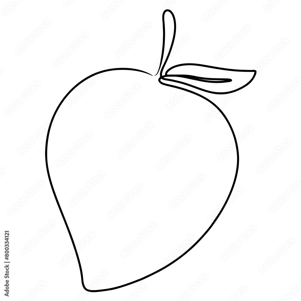 Continuous one line drawing of mango. Doodle vector illustration Stock ...