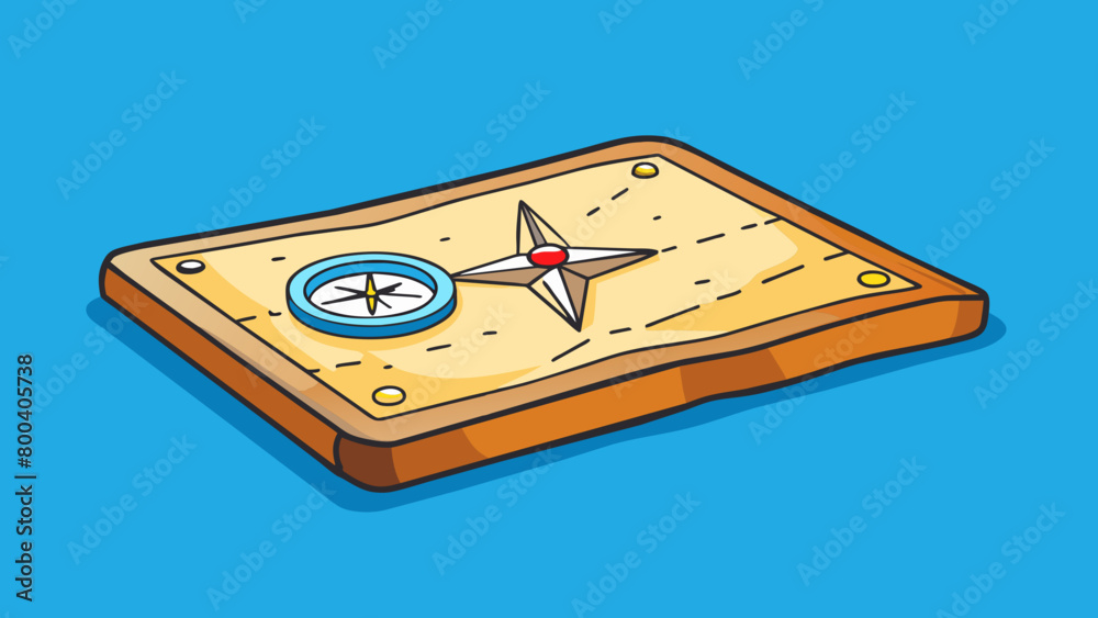 A simple handdrawn map laid out on a table with a compass p at the top ...