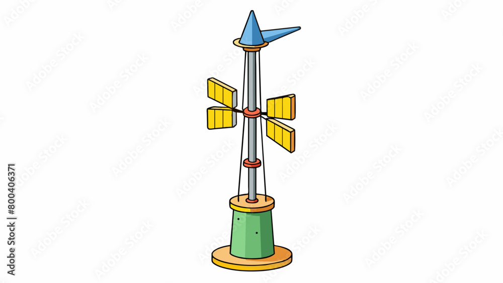 A tall tower with four vertical blades attached to it. The blades ...