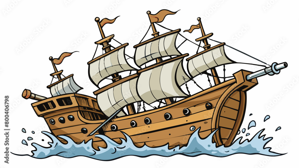 A weathered ship with a rusted iron hull and multiple masts supporting ...