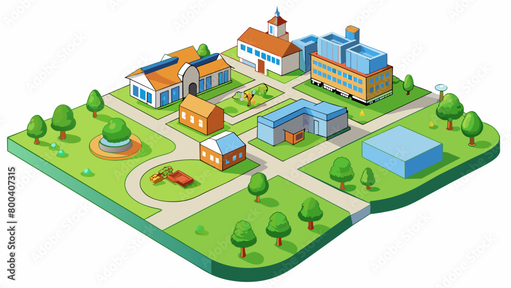 Campus Map A simple campus map showing the layout of a university or ...