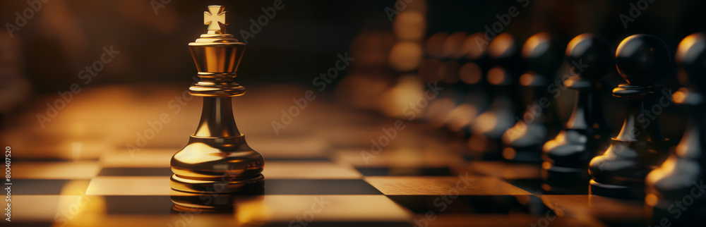 A compelling visualization of a shiny king chess piece illuminated ...