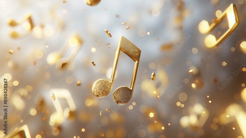 Elegant gold music notes floating with a magical shimmer, perfect for ...