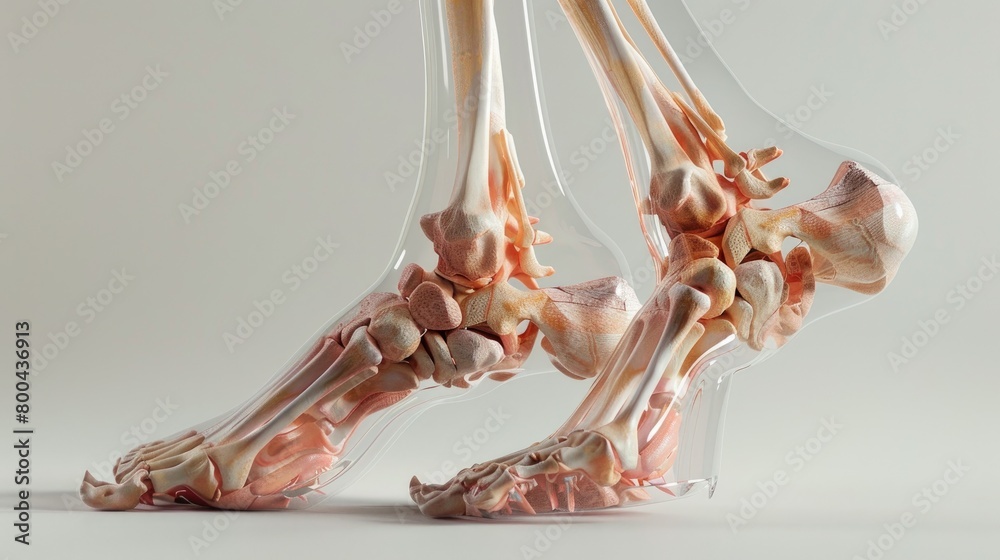 3D visualization of a human foots internal anatomy, showing bones ...