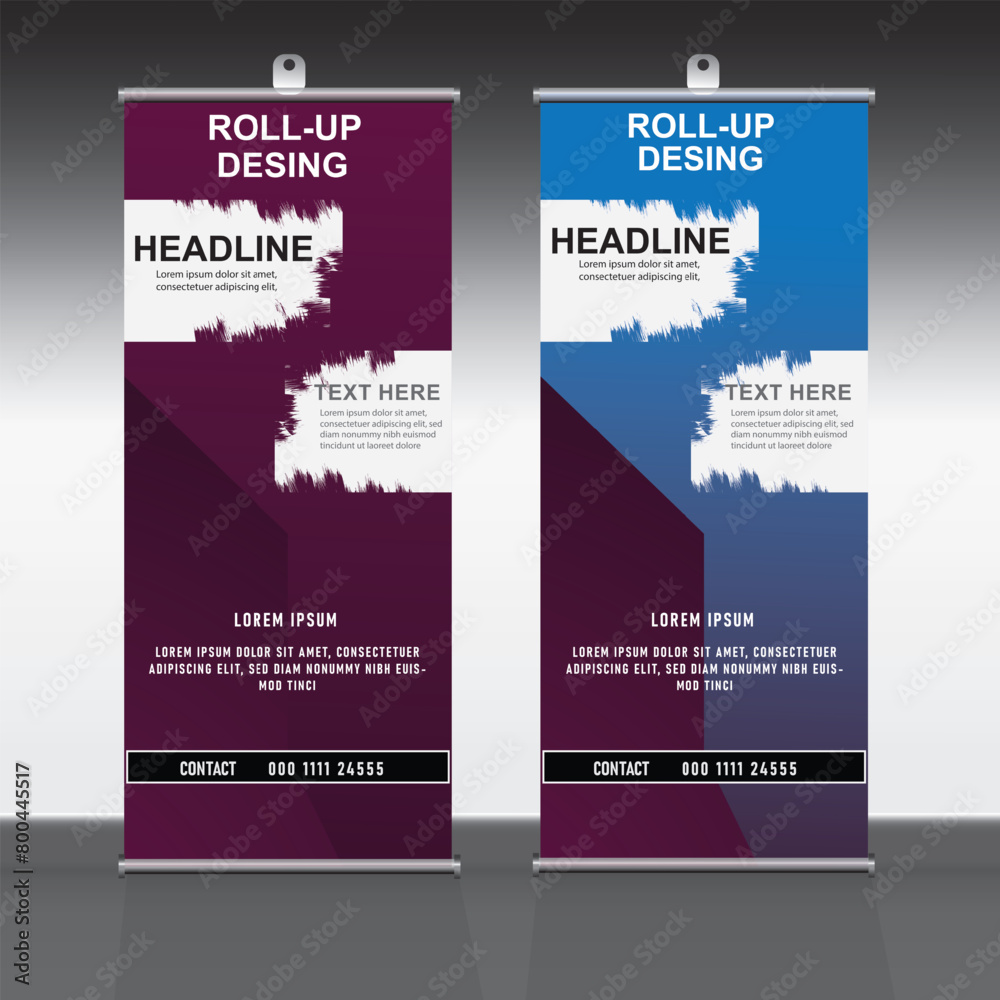 Roll up banner design template, vertical, corporate background, pull up design, modern rectangle ...