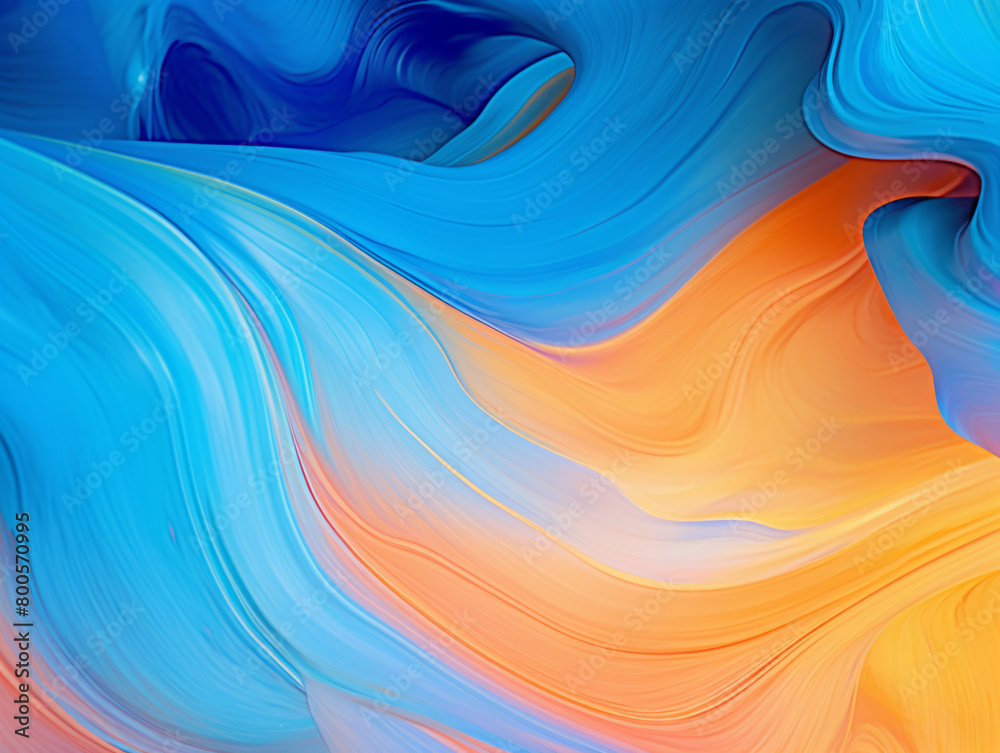 Abstract blue, lilac and orange impasto acrylic background for banner ...