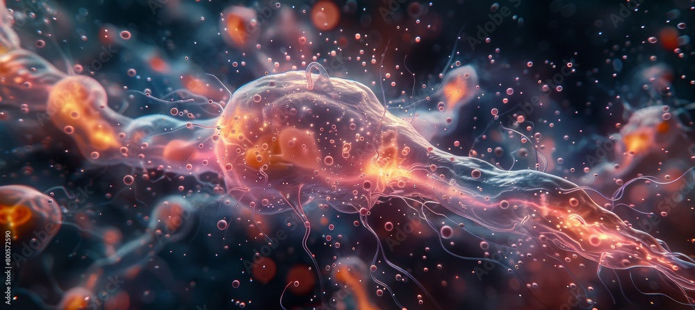 Brain tissue from a CJD patient under microscopic examination shows a ...