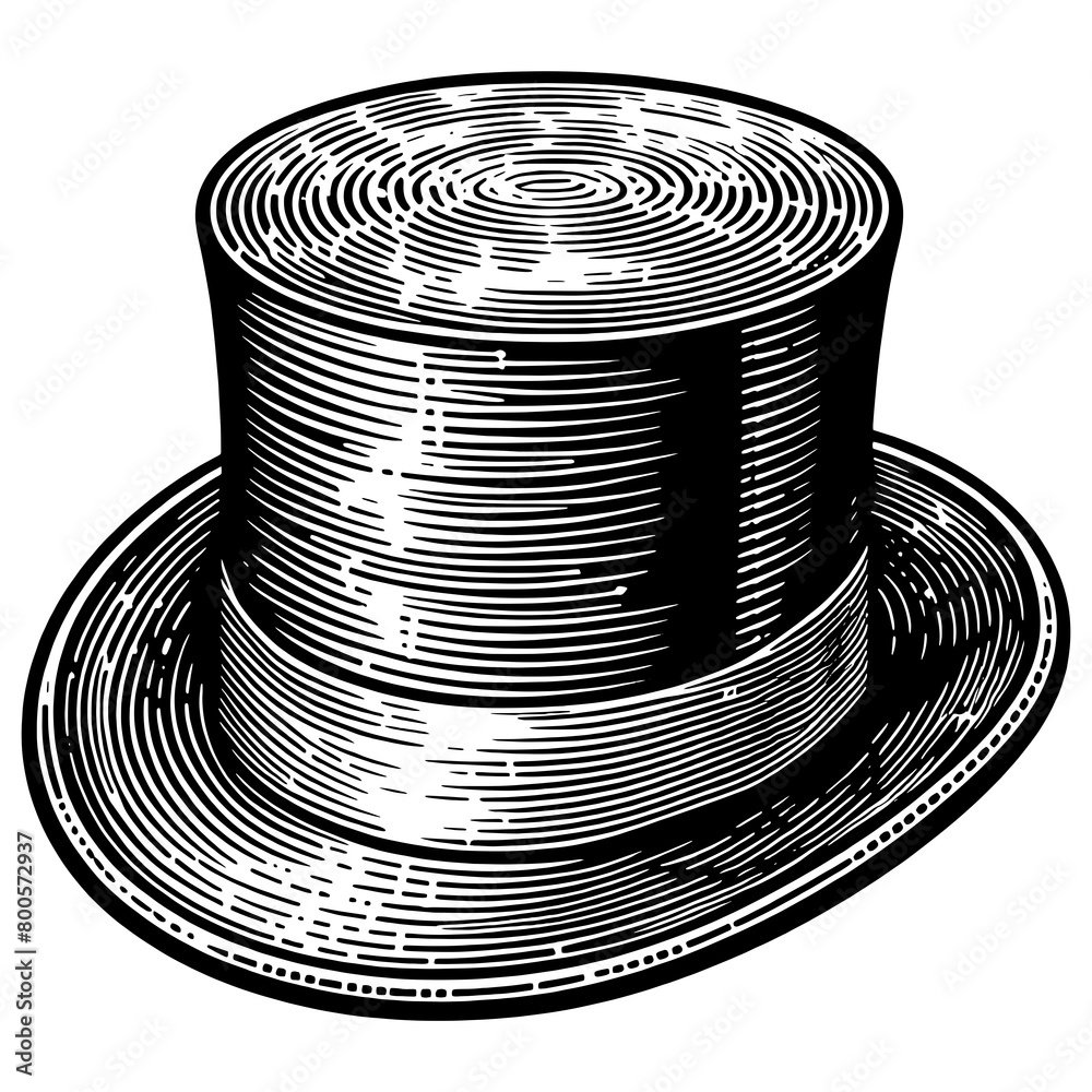 vintage top hat cylinder, evoking a sense of classic style sketch ...