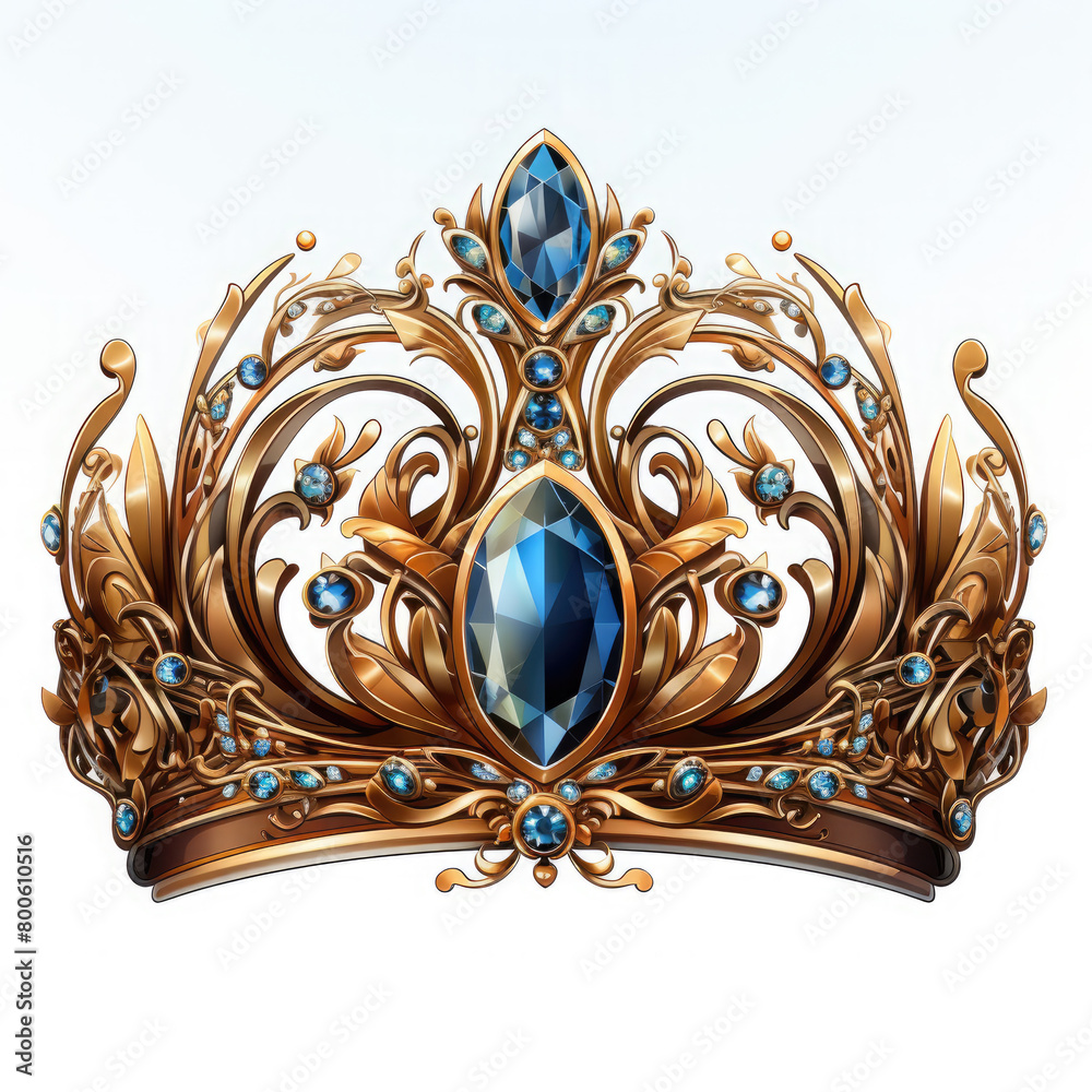 Watercolor golden tiara isolated on a transparent vector, clipart Illustration, Generative Ai ...