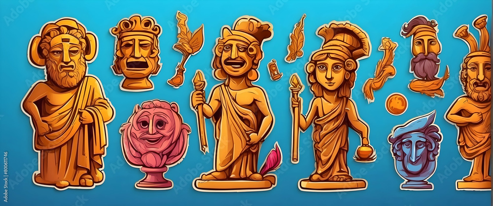 Illustrative set of ancient Greek mythology characters and symbols ...