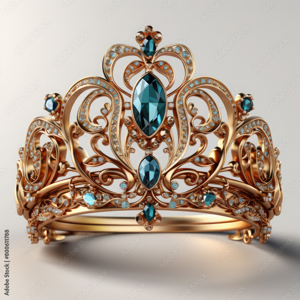Watercolor golden tiara isolated on a transparent vector, clipart ...