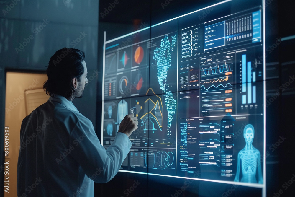 high-resolution screen displaying patient health trends over time ...