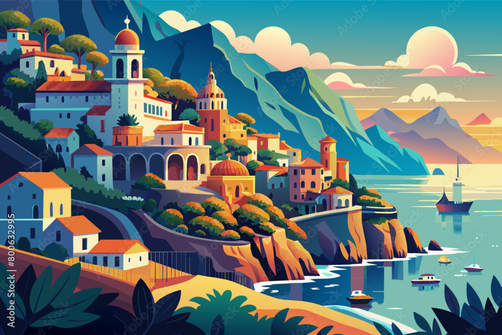 The stunning Amalfi Coast in Italy, with its dramatic cliffs, charming ...