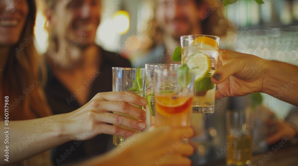 Group of friends participating in a mocktail taste testing competition ...