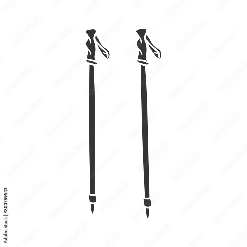 Hiking Sticks Icon Silhouette Illustration. Outdoors Vector Graphic ...
