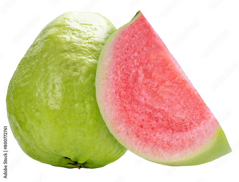 Fresh Red Guava fruit on white background. Sweet Guava fruit with leaf ...