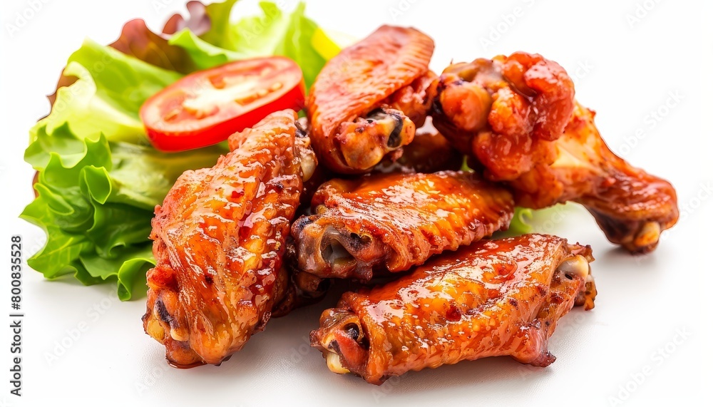 Clipped path isolated fried chicken wing white background fast food ...