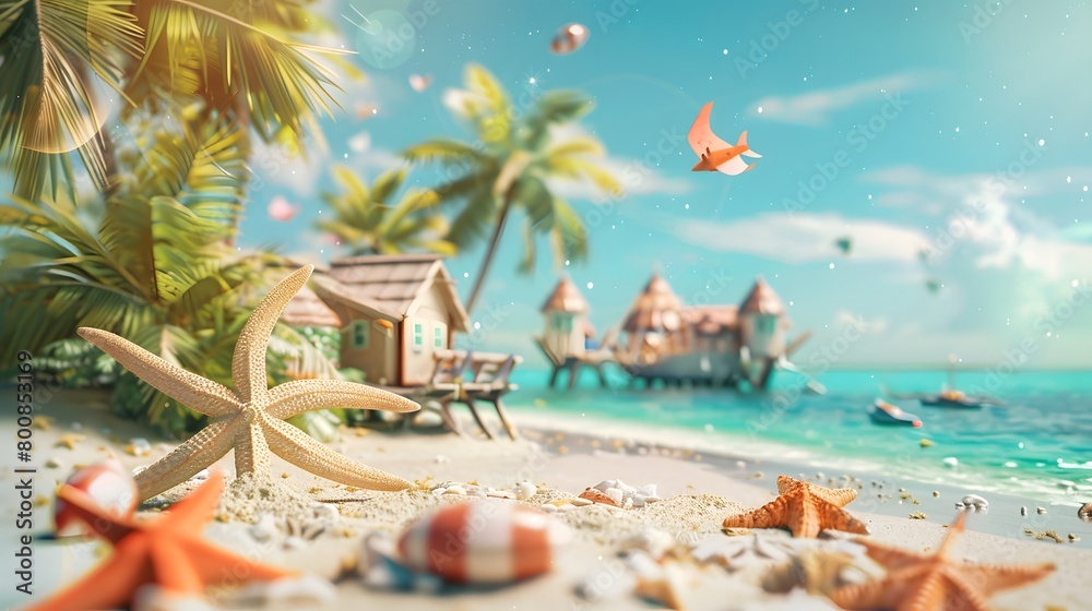 Summer Vacation by the Sea: Relaxing Beach Scene Depicting a Summer ...