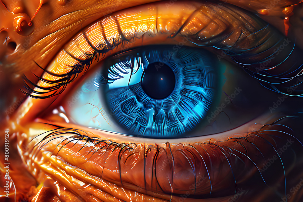 3D rendering of microscopic cells of the human eye. ophthalmologist ...