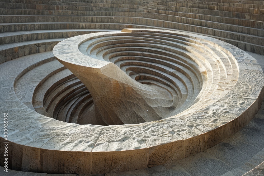 Gazing downward, witness the convergence of sand and geometry, as the ...