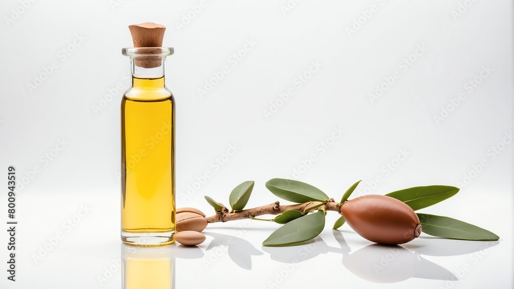 bottle of argan oil on plain white background from Generative AI Stock ...