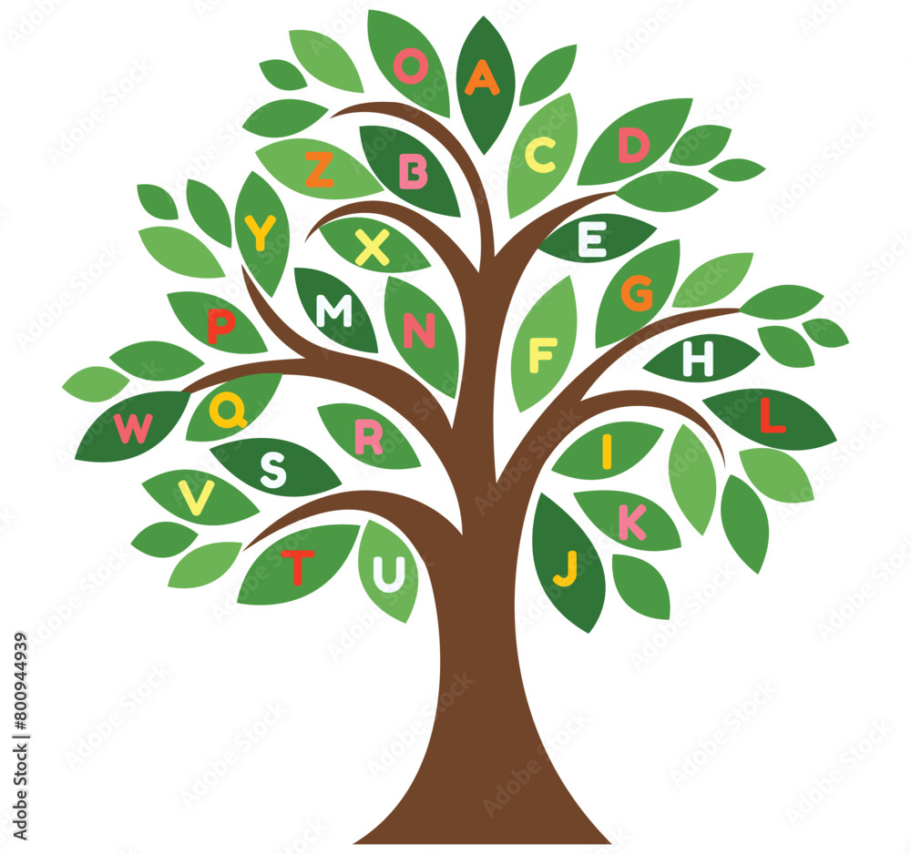 alphabet tree vector illustration Stock Vector | Adobe Stock