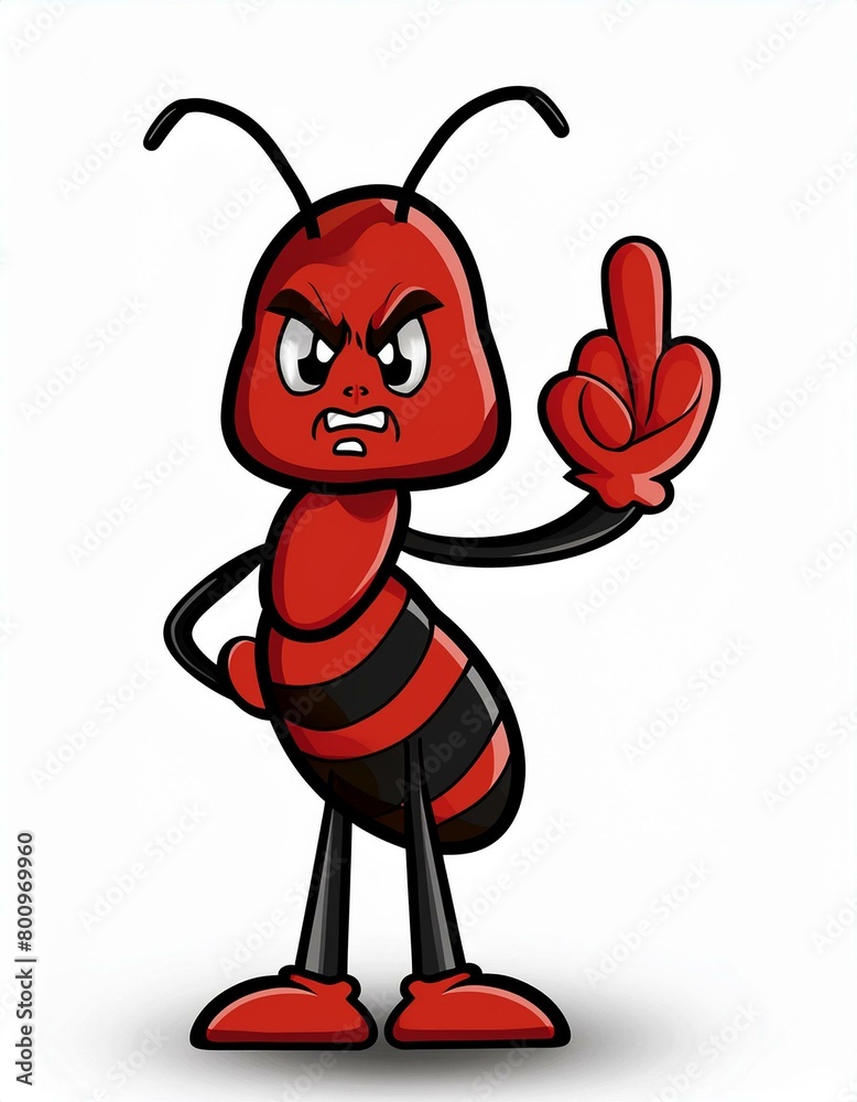 Cute angry ant cartoon character on white background Free Vector Stock ...