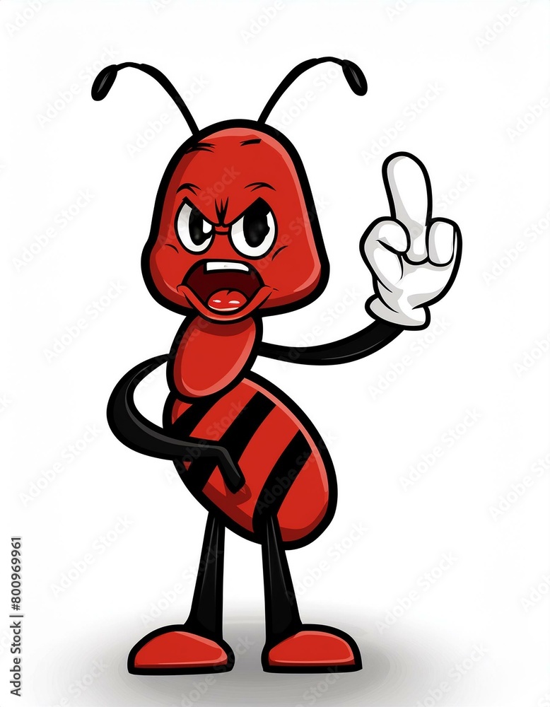 Cute angry ant cartoon character on white background Free Vector Stock ...