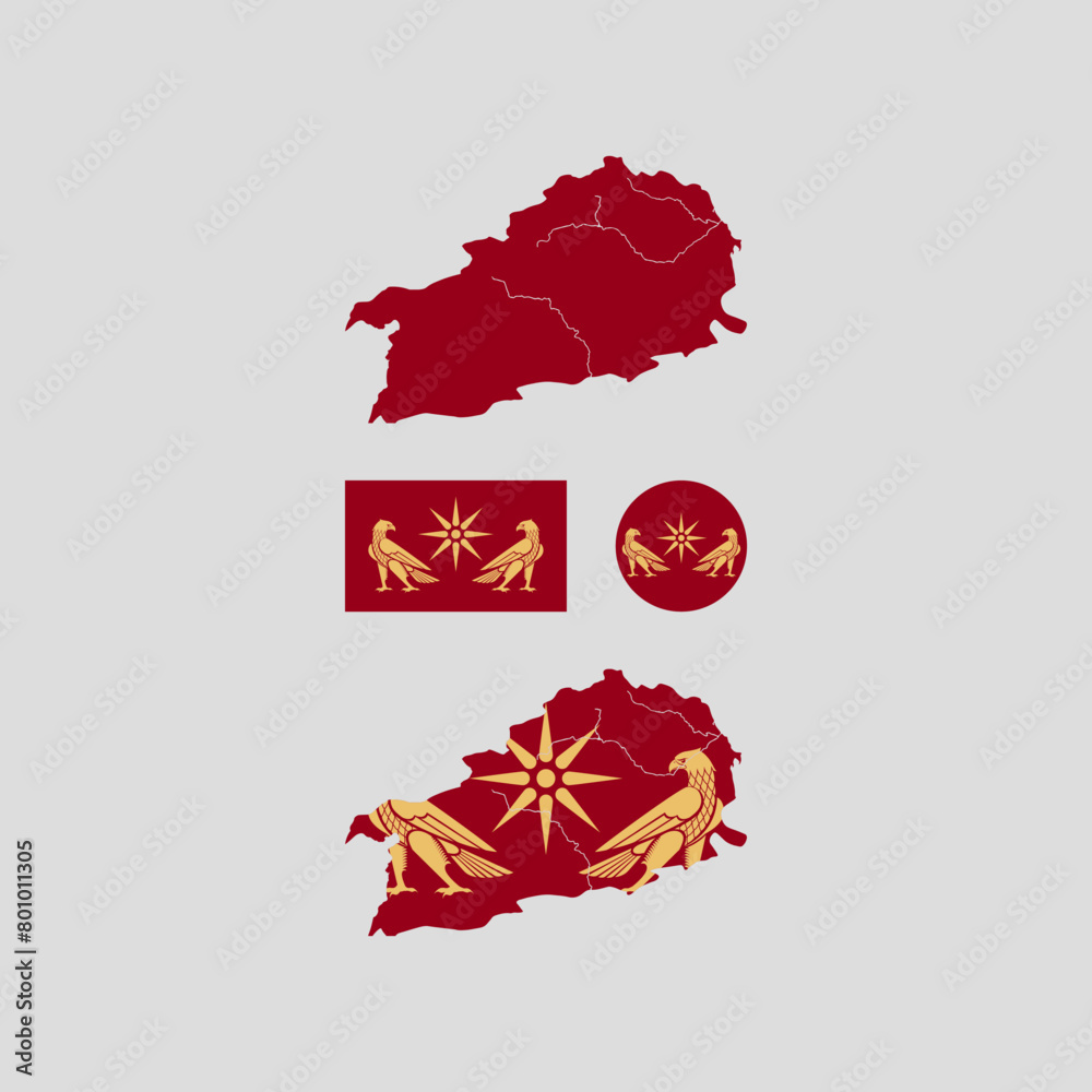Armenia Artaxiad kingdom 189 BC national map and flag vectors set ...