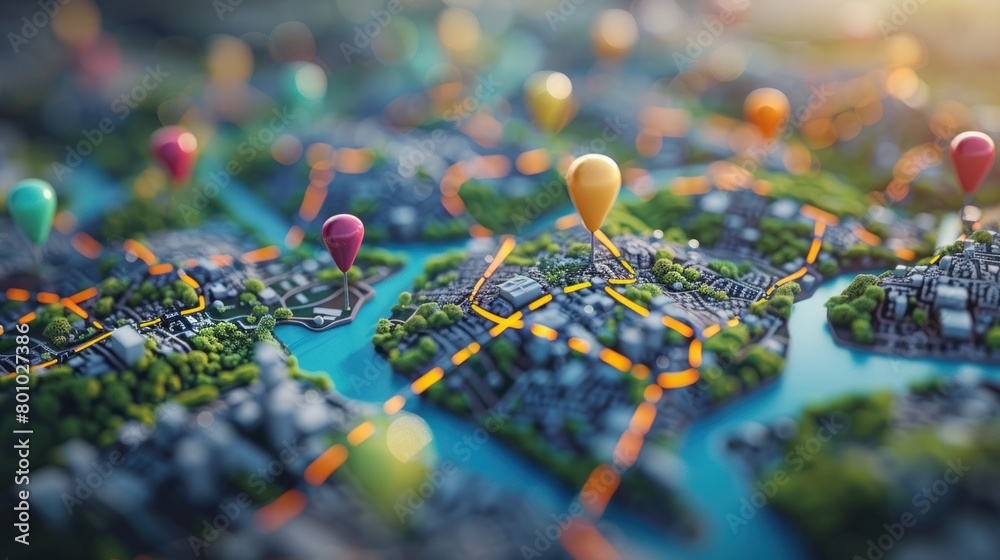 Plan your route with a detailed map decorated with colorful pins ...