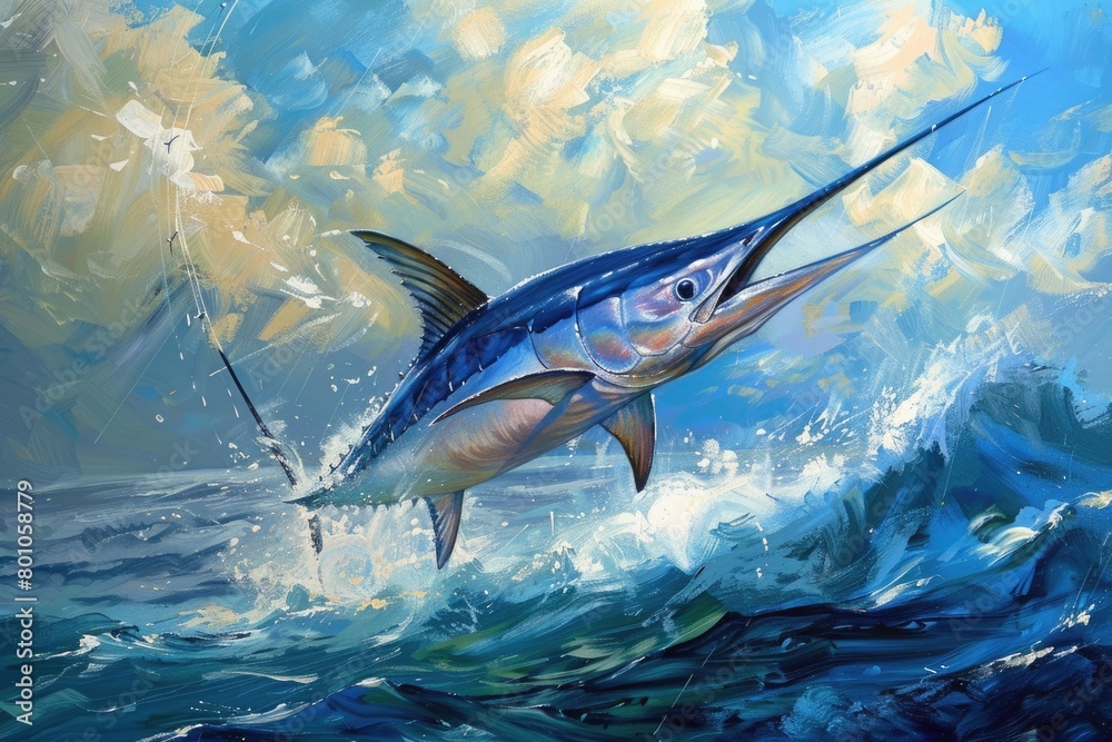 Illustration Stock Real Catch! Beautiful White Marlin Billfish in ...