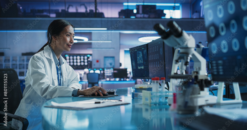 Medical Hospital Research Center Laboratory: Female Asian ...