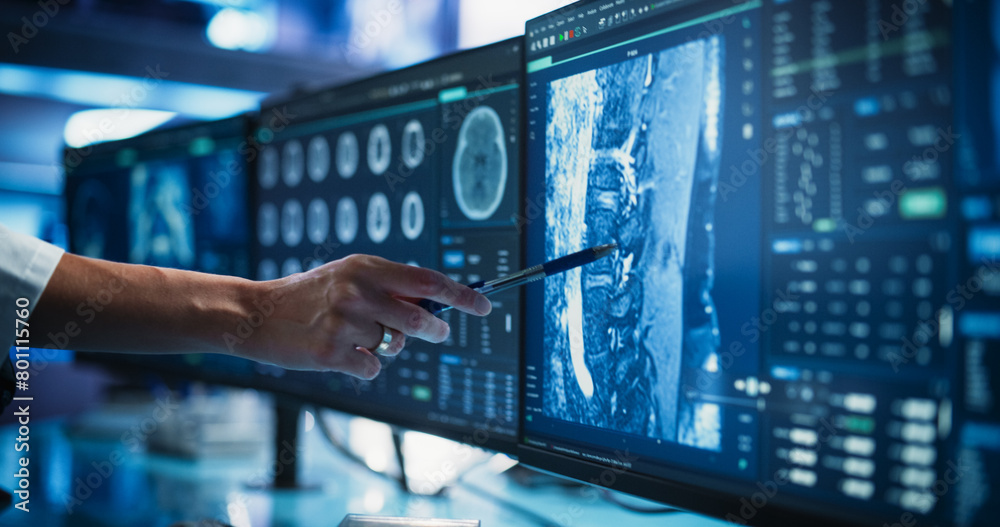 Modern Medical Research Center: Anonymous Doctor Pointing At Desktop ...