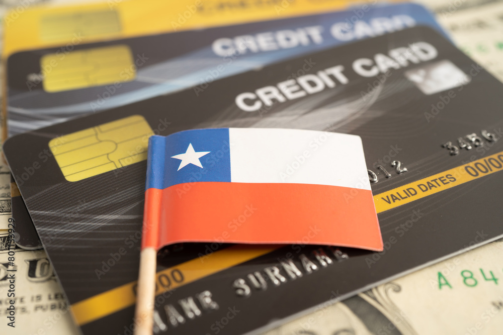 Credit card model with Chile flag, financial investment economy ...