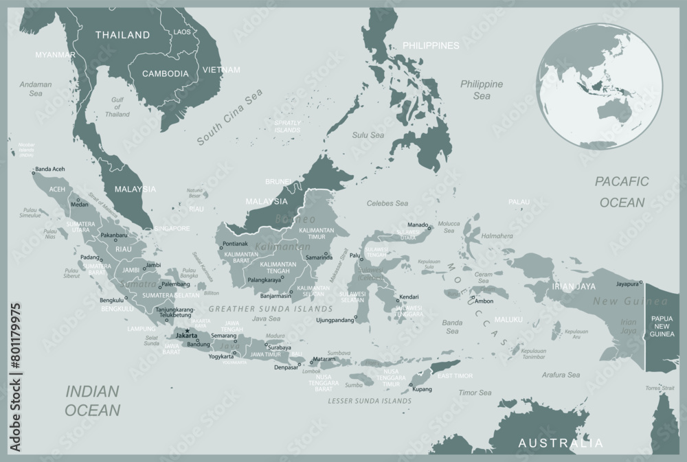 Indonesia - detailed map with administrative divisions country. Vector ...